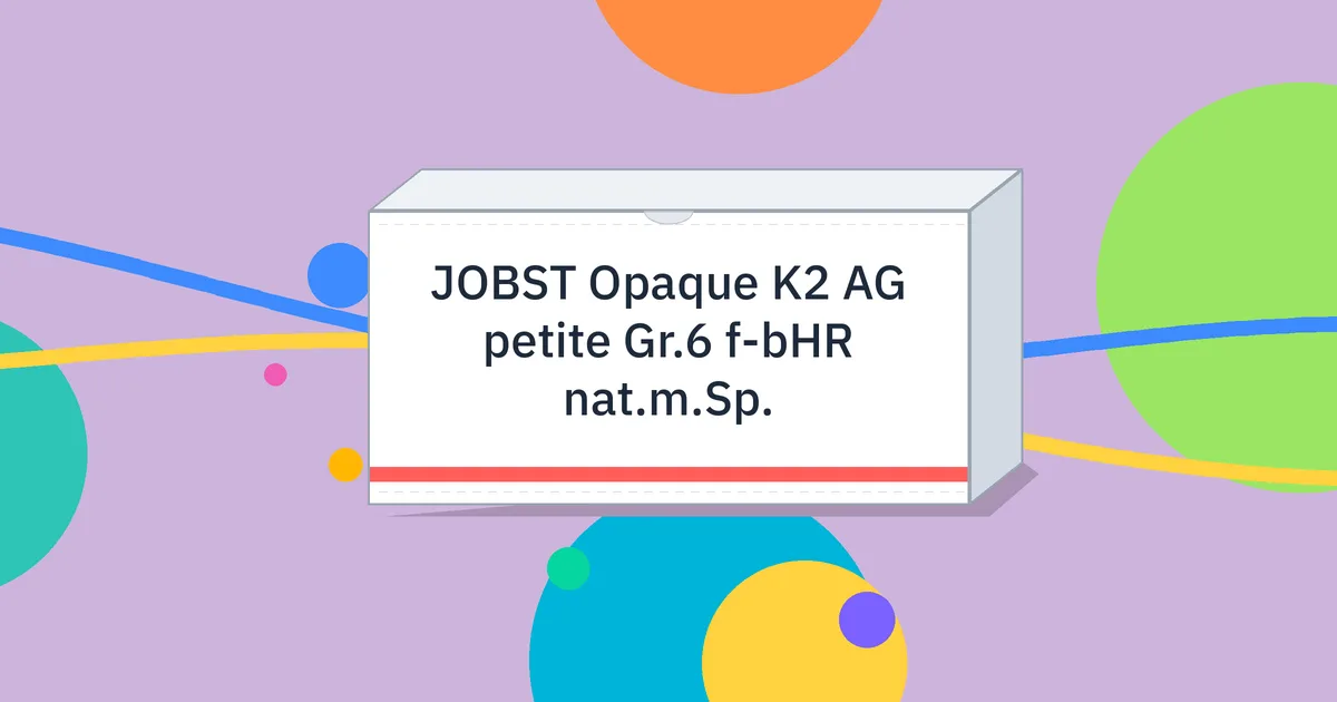 Symbolbild: Packung mit der Aufschrift JOBST Opaque K2 AG petite Gr.6 f-bHR nat.m.Sp. (PZN 11254962) – Verfügbarkeit und Bezug in Apotheken in Frankfurt am Main