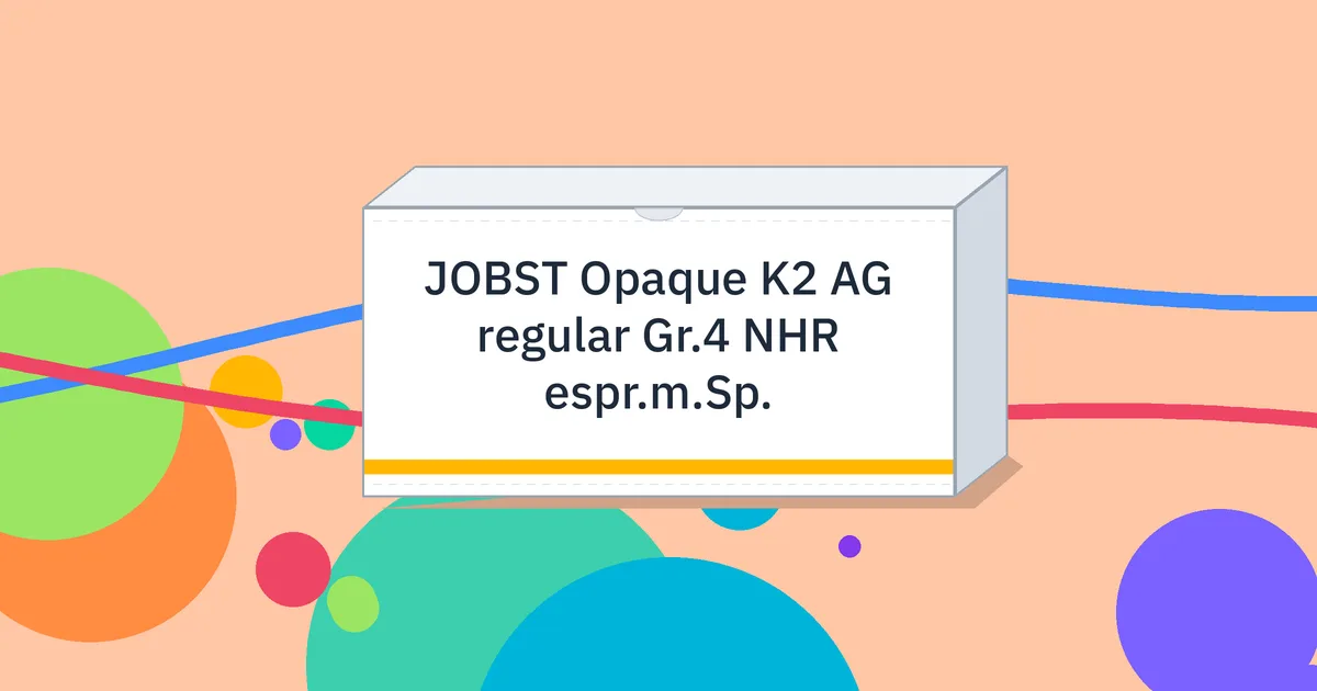 Symbolbild: Packung mit der Aufschrift JOBST Opaque K2 AG regular Gr.4 NHR espr.m.Sp. (PZN 16281917) – Verfügbarkeit und Bezug in Apotheken in Frankfurt am Main