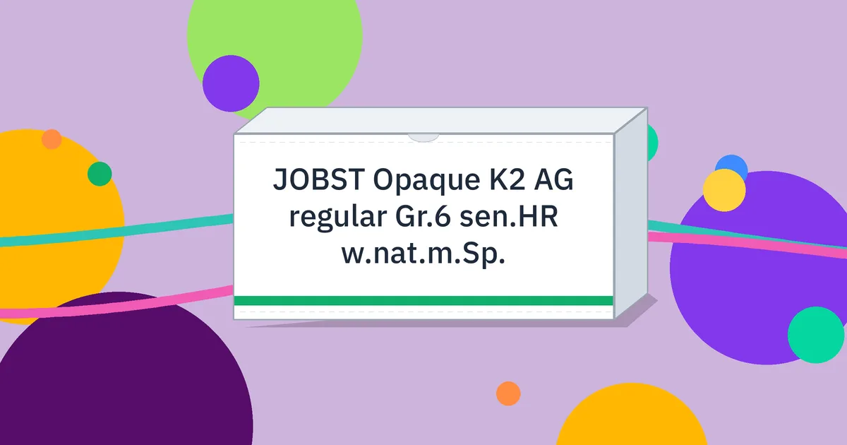 Symbolbild: Packung mit der Aufschrift JOBST Opaque K2 AG regular Gr.6 sen.HR w.nat.m.Sp. (PZN 11254583) – Verfügbarkeit und Bezug in Apotheken in Frankfurt am Main