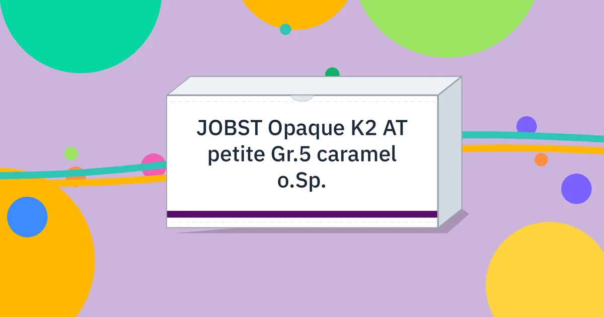 Symbolbild: Packung mit der Aufschrift JOBST Opaque K2 AT petite Gr.5 caramel o.Sp. (PZN 11257340) – Verfügbarkeit und Bezug in Apotheken in Frankfurt am Main