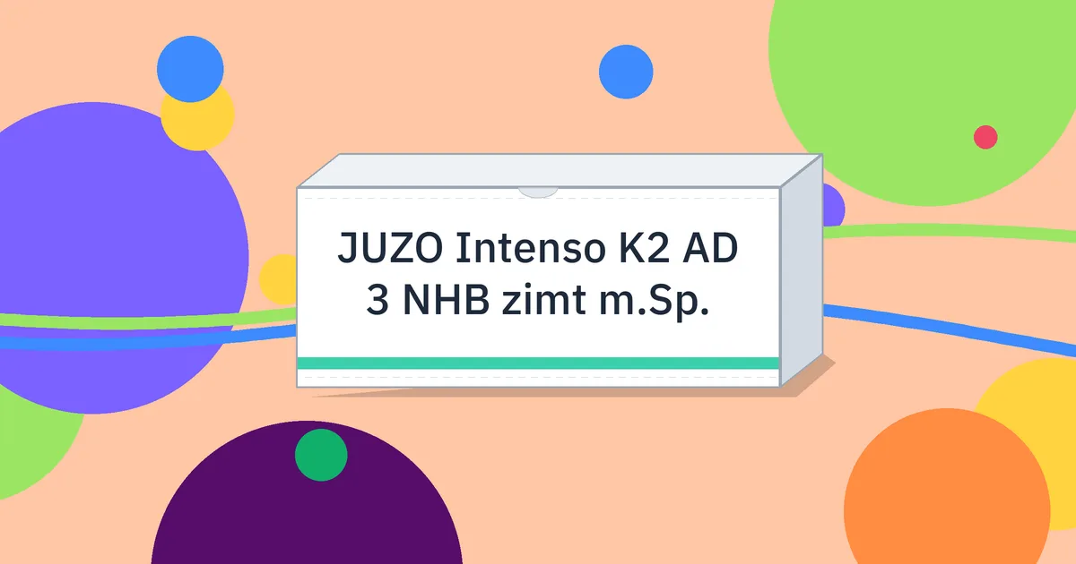 Symbolbild: Packung mit der Aufschrift JUZO Intenso K2 AD 3 NHB zimt m.Sp. (PZN 18609693) – Verfügbarkeit und Bezug in Apotheken in Frankfurt am Main
