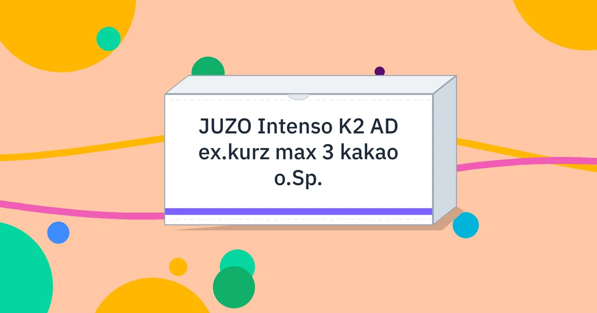 Symbolbild: Packung mit der Aufschrift JUZO Intenso K2 AD ex.kurz max 3 kakao o.Sp. (PZN 18617735) – Verfügbarkeit und Bezug in Apotheken in Frankfurt am Main