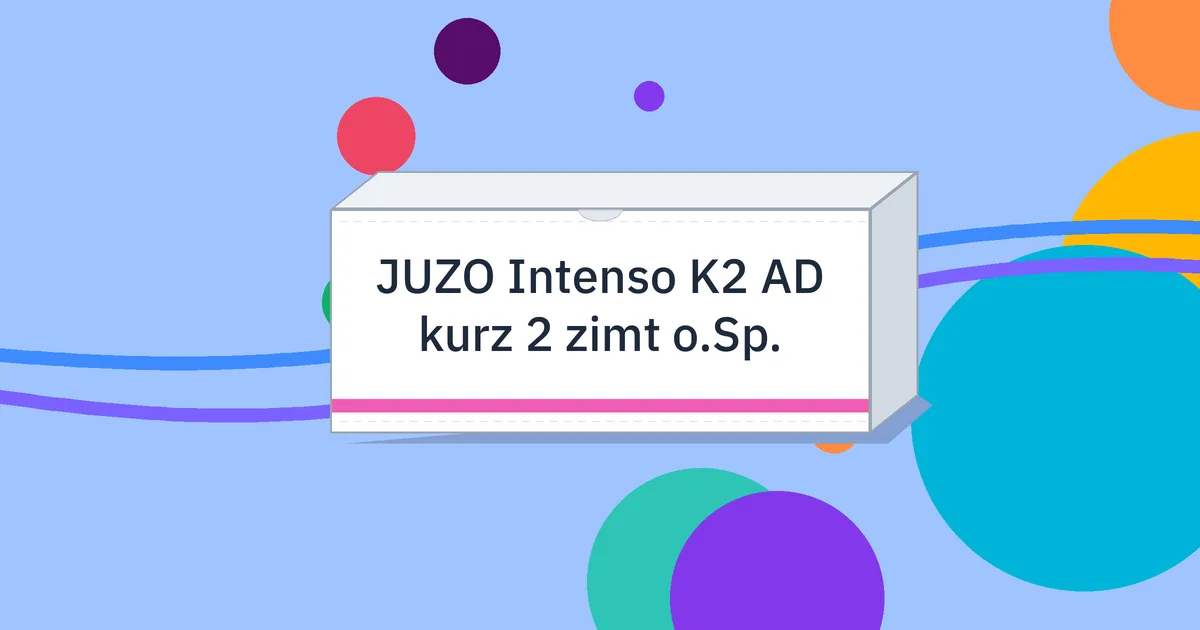 Symbolbild: Packung mit der Aufschrift JUZO Intenso K2 AD kurz 2 zimt o.Sp. (PZN 18617959) – Verfügbarkeit und Bezug in Apotheken in Frankfurt am Main