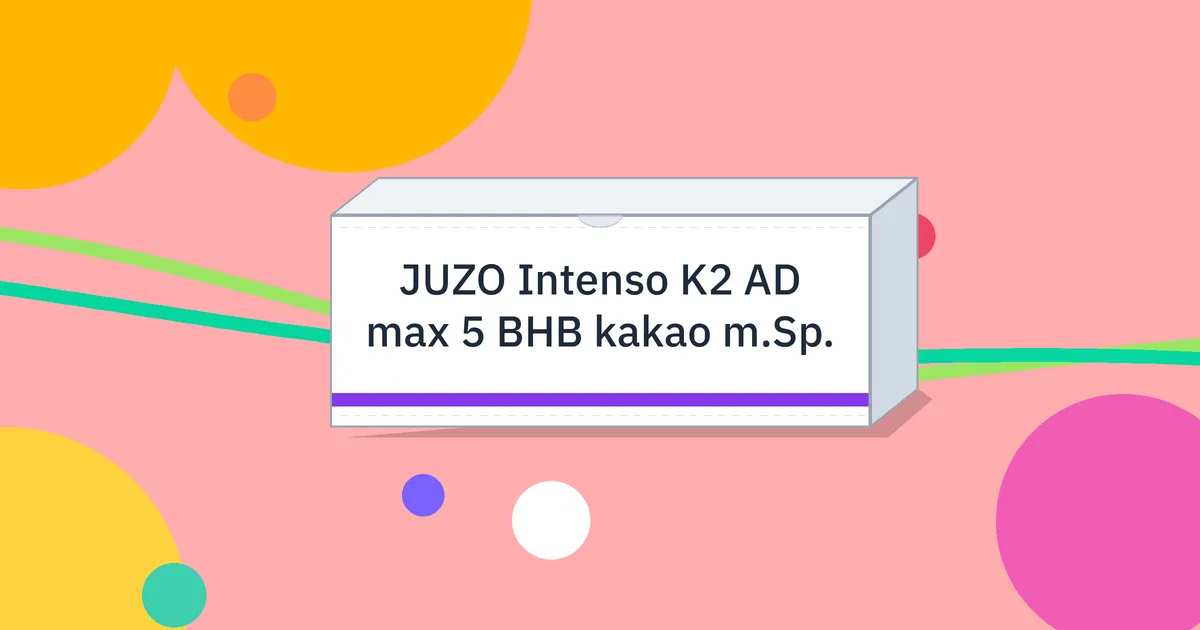 Symbolbild: Packung mit der Aufschrift JUZO Intenso K2 AD max 5 BHB kakao m.Sp. (PZN 18616612) – Verfügbarkeit und Bezug in Apotheken in Frankfurt am Main