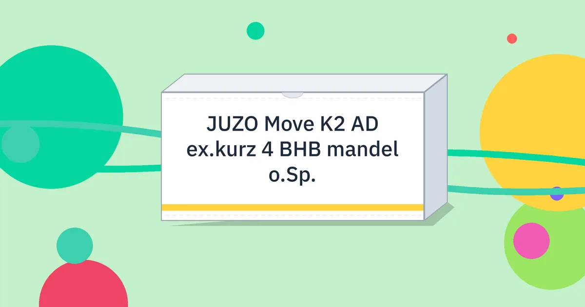 Symbolbild: Packung mit der Aufschrift JUZO Move K2 AD ex.kurz 4 BHB mandel o.Sp. (PZN 16342004) – Verfügbarkeit und Bezug in Apotheken in Frankfurt am Main