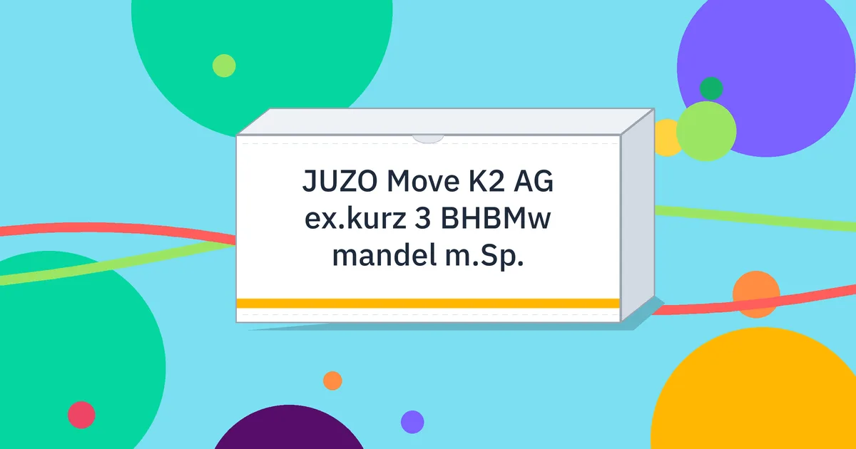 Symbolbild: Packung mit der Aufschrift JUZO Move K2 AG ex.kurz 3 BHBMw mandel m.Sp. (PZN 16650102) – Verfügbarkeit und Bezug in Apotheken in Frankfurt am Main