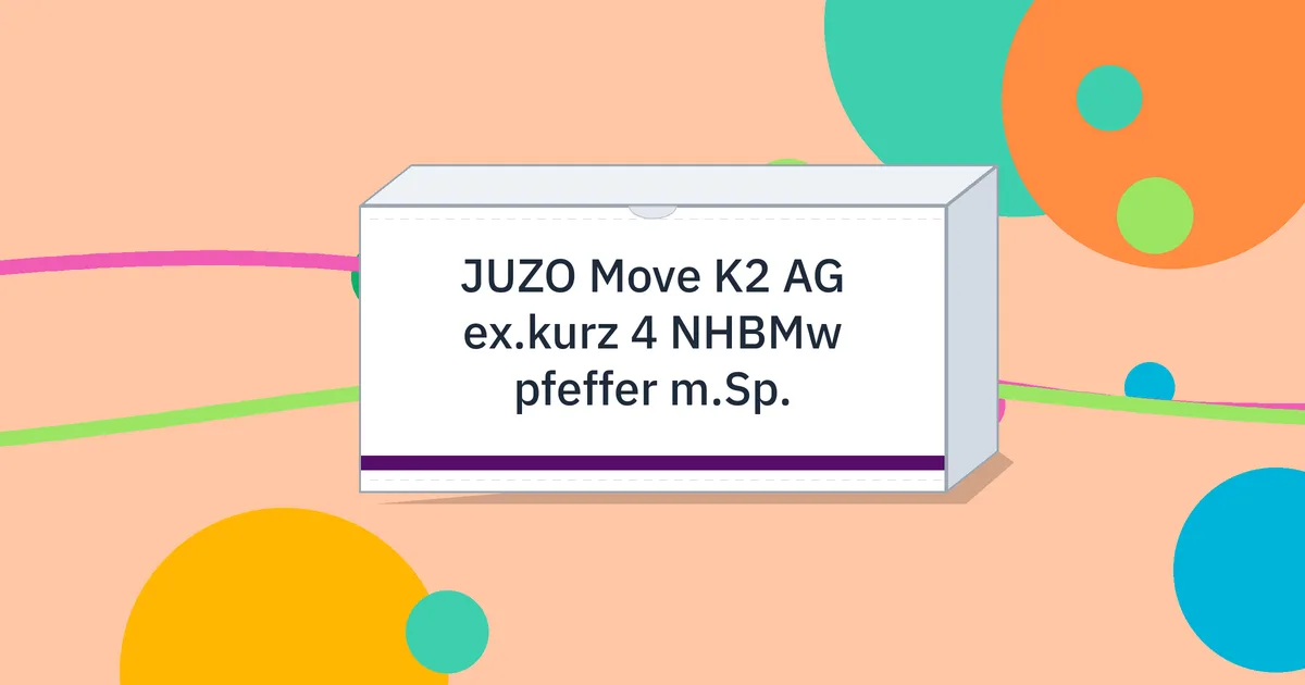 Symbolbild: Packung mit der Aufschrift JUZO Move K2 AG ex.kurz 4 NHBMw pfeffer m.Sp. (PZN 16644343) – Verfügbarkeit und Bezug in Apotheken in Frankfurt am Main
