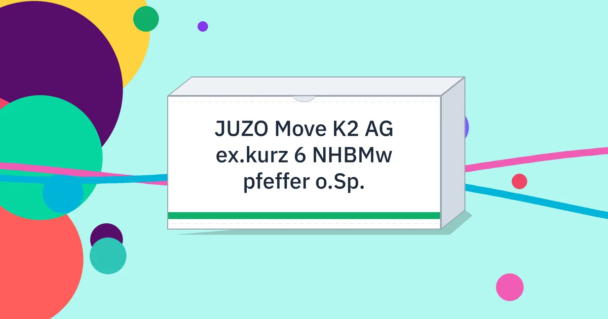 Symbolbild: Packung mit der Aufschrift JUZO Move K2 AG ex.kurz 6 NHBMw pfeffer o.Sp. (PZN 16644805) – Verfügbarkeit und Bezug in Apotheken in Frankfurt am Main