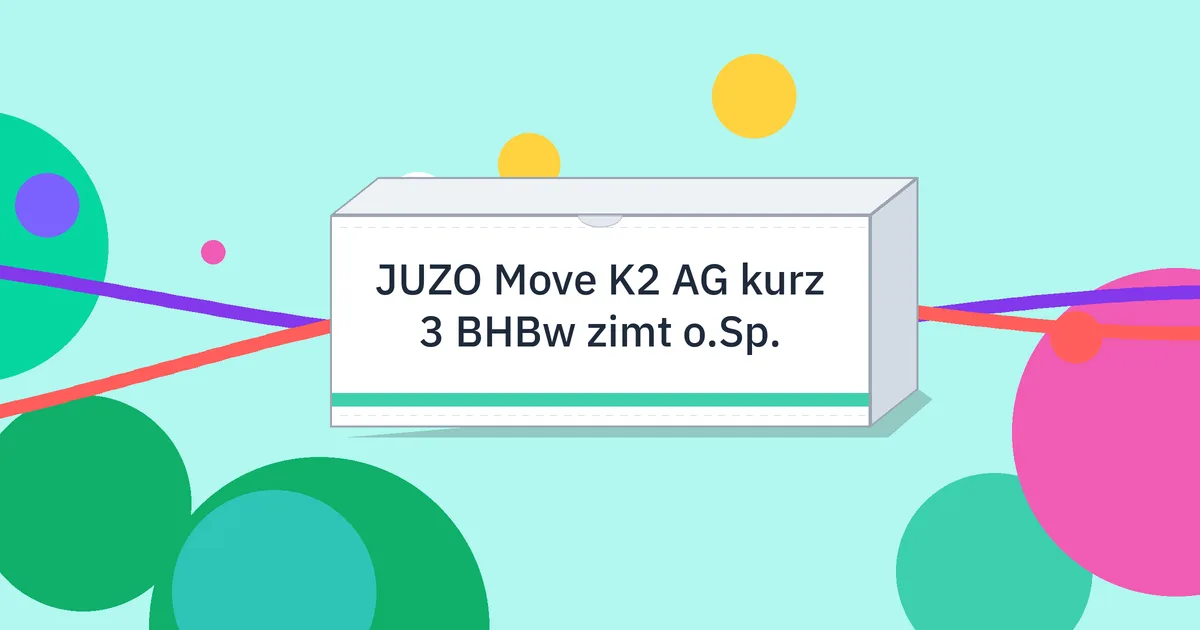 Symbolbild: Packung mit der Aufschrift JUZO Move K2 AG kurz 3 BHBw zimt o.Sp. (PZN 18530336) – Verfügbarkeit und Bezug in Apotheken in Frankfurt am Main