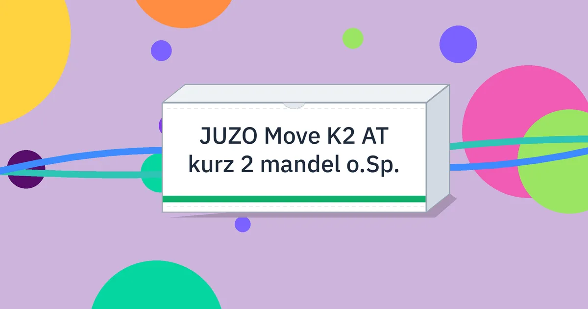 Symbolbild: Packung mit der Aufschrift JUZO Move K2 AT kurz 2 mandel o.Sp. (PZN 20675510) – Verfügbarkeit und Bezug in Apotheken in Frankfurt am Main