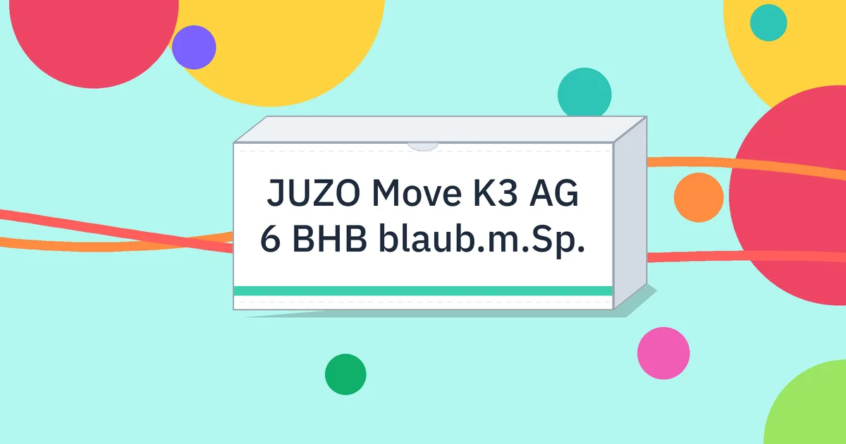 Symbolbild: Packung mit der Aufschrift JUZO Move K3 AG 6 BHB blaub.m.Sp. (PZN 18587454) – Verfügbarkeit und Bezug in Apotheken in Frankfurt am Main