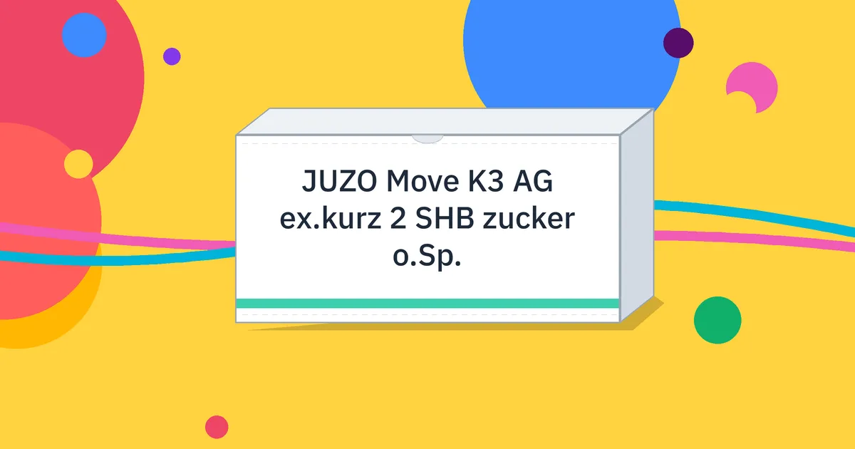 Symbolbild: Packung mit der Aufschrift JUZO Move K3 AG ex.kurz 2 SHB zucker o.Sp. (PZN 18585225) – Verfügbarkeit und Bezug in Apotheken in Frankfurt am Main