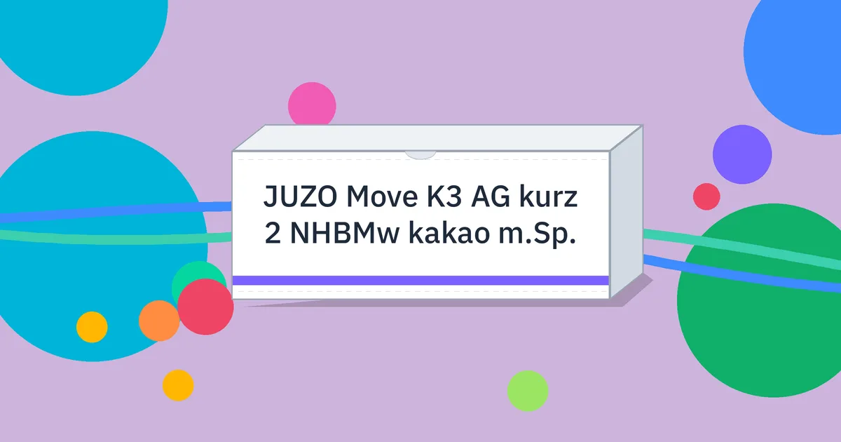 Symbolbild: Packung mit der Aufschrift JUZO Move K3 AG kurz 2 NHBMw kakao m.Sp. (PZN 18590858) – Verfügbarkeit und Bezug in Apotheken in Frankfurt am Main