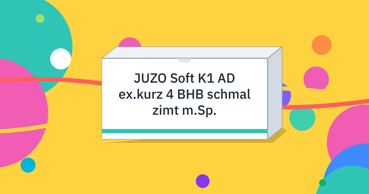 Symbolbild: Packung mit der Aufschrift JUZO Soft K1 AD ex.kurz 4 BHB schmal zimt m.Sp. (PZN 15462261) – Verfügbarkeit und Bezug in Apotheken in Frankfurt am Main