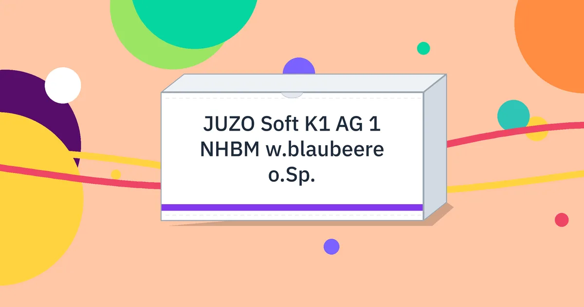 Symbolbild: Packung mit der Aufschrift JUZO Soft K1 AG 1 NHBM w.blaubeere o.Sp. (PZN 14995475) – Verfügbarkeit und Bezug in Apotheken in Frankfurt am Main