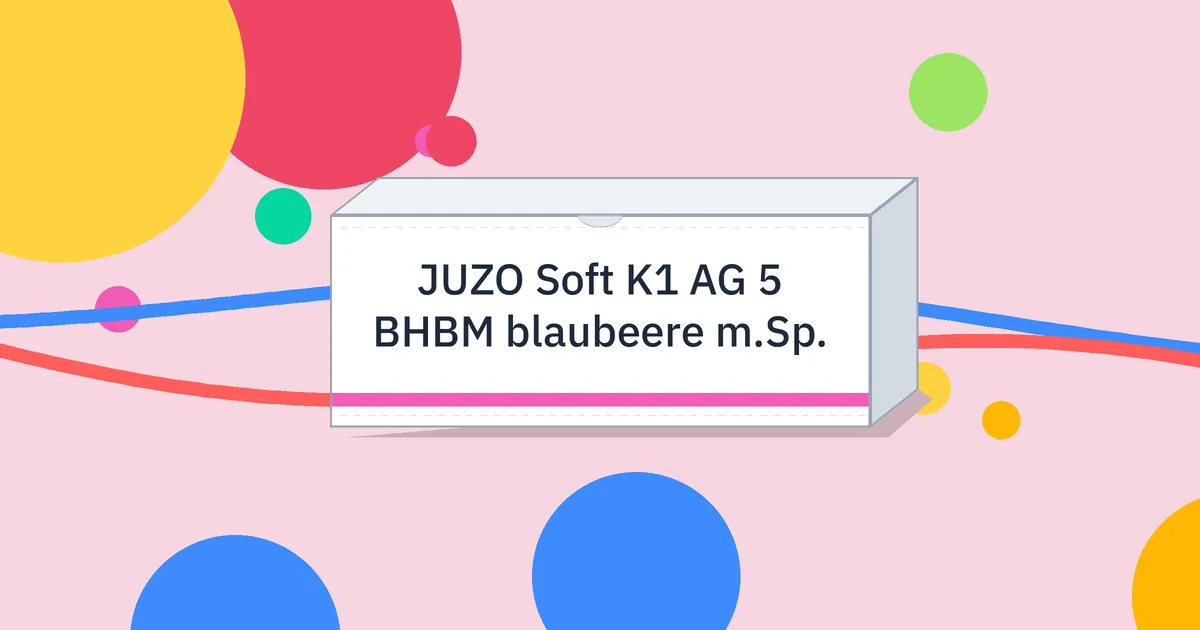 Symbolbild: Packung mit der Aufschrift JUZO Soft K1 AG 5 BHBM blaubeere m.Sp. (PZN 14855113) – Verfügbarkeit und Bezug in Apotheken in Frankfurt am Main