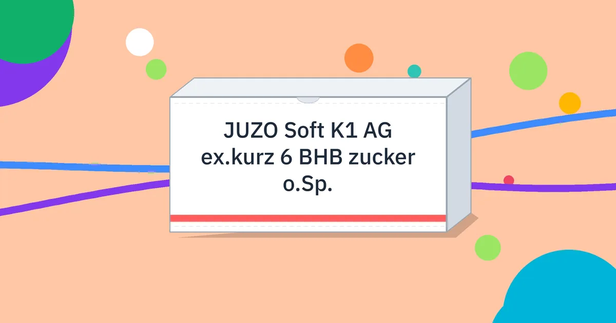 Symbolbild: Packung mit der Aufschrift JUZO Soft K1 AG ex.kurz 6 BHB zucker o.Sp. (PZN 14823952) – Verfügbarkeit und Bezug in Apotheken in Frankfurt am Main