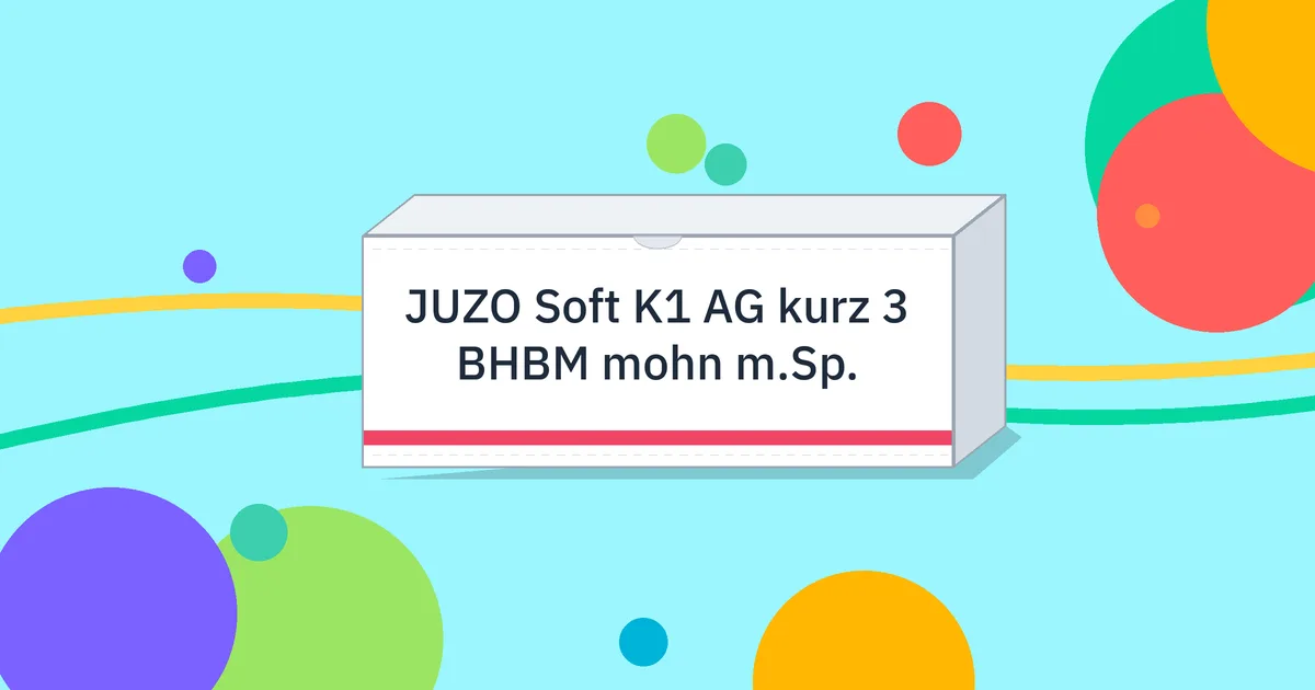 Symbolbild: Packung mit der Aufschrift JUZO Soft K1 AG kurz 3 BHBM mohn m.Sp. (PZN 14855923) – Verfügbarkeit und Bezug in Apotheken in Frankfurt am Main