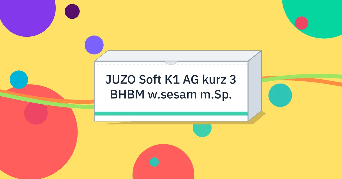 Symbolbild: Packung mit der Aufschrift JUZO Soft K1 AG kurz 3 BHBM w.sesam m.Sp. (PZN 14863495) – Verfügbarkeit und Bezug in Apotheken in Frankfurt am Main