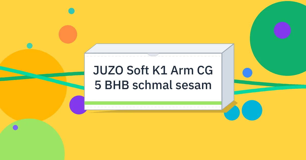 Symbolbild: Packung mit der Aufschrift JUZO Soft K1 Arm CG 5 BHB schmal sesam (PZN 15507667) – Verfügbarkeit und Bezug in Apotheken in Frankfurt am Main