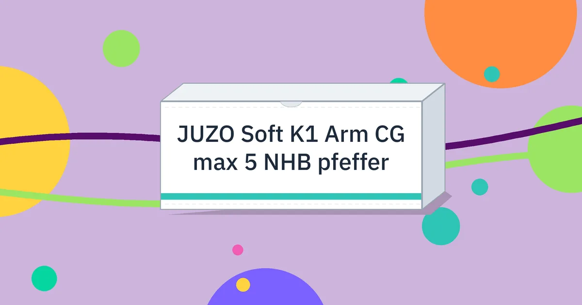 Symbolbild: Packung mit der Aufschrift JUZO Soft K1 Arm CG max 5 NHB pfeffer (PZN 15508767) – Verfügbarkeit und Bezug in Apotheken in Frankfurt am Main