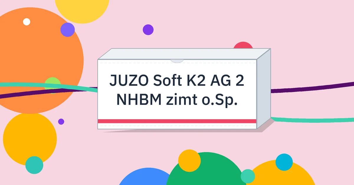 Symbolbild: Packung mit der Aufschrift JUZO Soft K2 AG 2 NHBM zimt o.Sp. (PZN 14997178) – Verfügbarkeit und Bezug in Apotheken in Frankfurt am Main