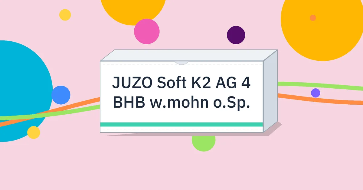 Symbolbild: Packung mit der Aufschrift JUZO Soft K2 AG 4 BHB w.mohn o.Sp. (PZN 14841654) – Verfügbarkeit und Bezug in Apotheken in Frankfurt am Main