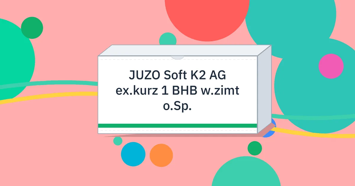 Symbolbild: Packung mit der Aufschrift JUZO Soft K2 AG ex.kurz 1 BHB w.zimt o.Sp. (PZN 14843908) – Verfügbarkeit und Bezug in Apotheken in Frankfurt am Main