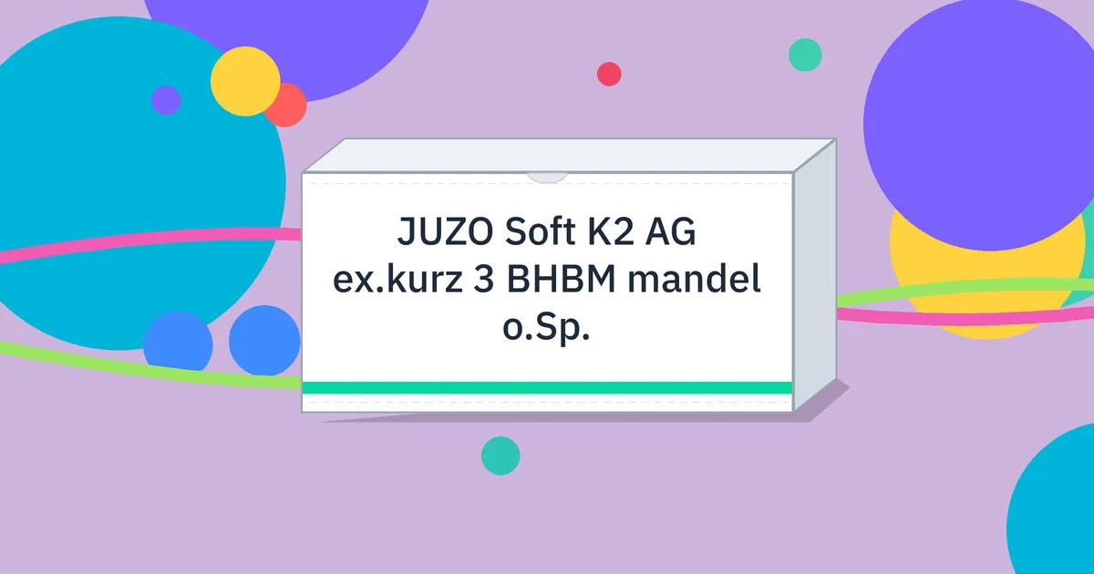 Symbolbild: Packung mit der Aufschrift JUZO Soft K2 AG ex.kurz 3 BHBM mandel o.Sp. (PZN 14862432) – Verfügbarkeit und Bezug in Apotheken in Frankfurt am Main