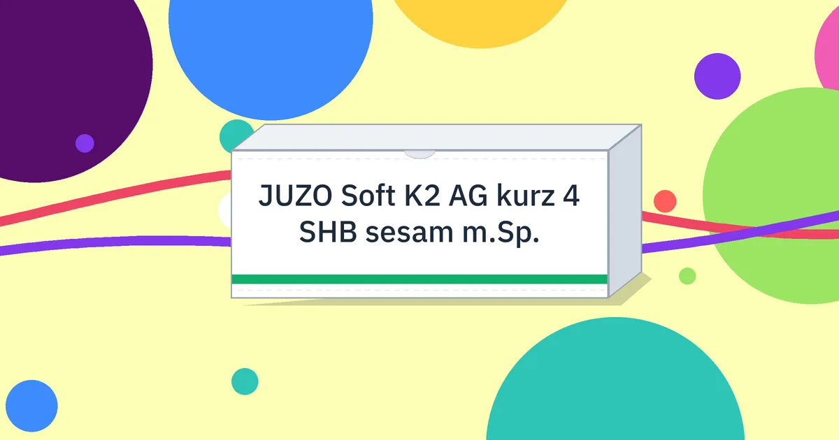 Symbolbild: Packung mit der Aufschrift JUZO Soft K2 AG kurz 4 SHB sesam m.Sp. (PZN 11308215) – Verfügbarkeit und Bezug in Apotheken in Frankfurt am Main