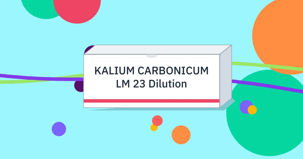 Symbolbild: Packung mit der Aufschrift KALIUM CARBONICUM LM 23 Dilution (PZN 12918401) – Verfügbarkeit und Bezug in Apotheken in Frankfurt am Main