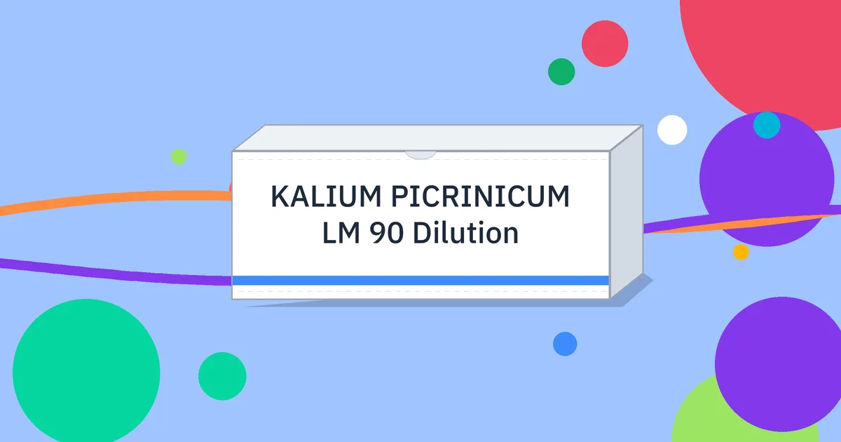 Symbolbild: Packung mit der Aufschrift KALIUM PICRINICUM LM 90 Dilution (PZN 12925275) – Verfügbarkeit und Bezug in Apotheken in Frankfurt am Main