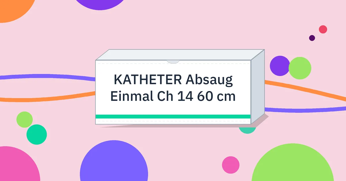 Symbolbild: Packung mit der Aufschrift KATHETER Absaug Einmal Ch 14 60 cm (PZN 02441553) – Verfügbarkeit und Bezug in Apotheken in Frankfurt am Main