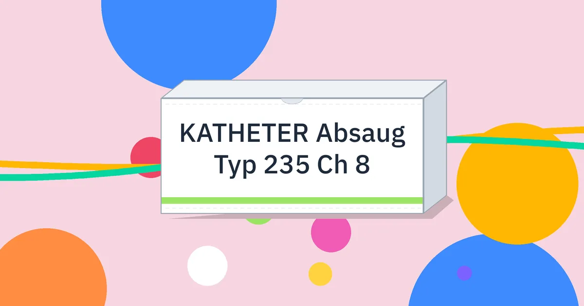 Symbolbild: Packung mit der Aufschrift KATHETER Absaug Typ 235 Ch 8 (PZN 05110302) – Verfügbarkeit und Bezug in Apotheken in Frankfurt am Main