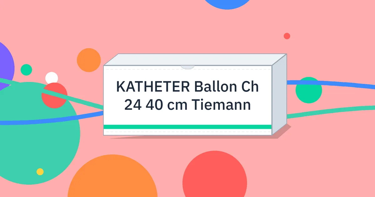Symbolbild: Packung mit der Aufschrift KATHETER Ballon Ch 24 40 cm Tiemann (PZN 01730775) – Verfügbarkeit und Bezug in Apotheken in Frankfurt am Main