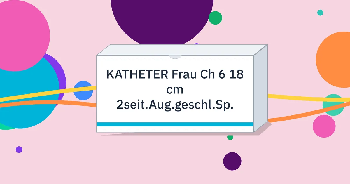 Symbolbild: Packung mit der Aufschrift KATHETER Frau Ch 6 18 cm 2seit.Aug.geschl.Sp. (PZN 02099416) – Verfügbarkeit und Bezug in Apotheken in Frankfurt am Main