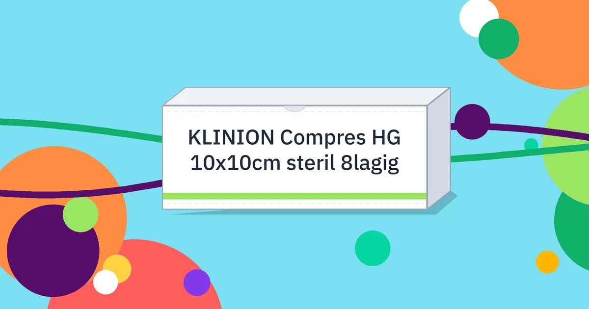 Symbolbild: Packung mit der Aufschrift KLINION Compres HG 10x10cm steril 8lagig (PZN 06464930) – Verfügbarkeit und Bezug in Apotheken in Frankfurt am Main
