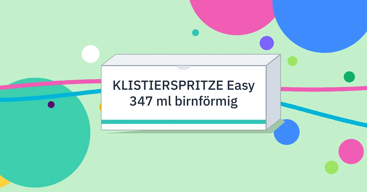 Symbolbild: Packung mit der Aufschrift KLISTIERSPRITZE Easy 347 ml birnförmig (PZN 19101815) – Verfügbarkeit und Bezug in Apotheken in Frankfurt am Main