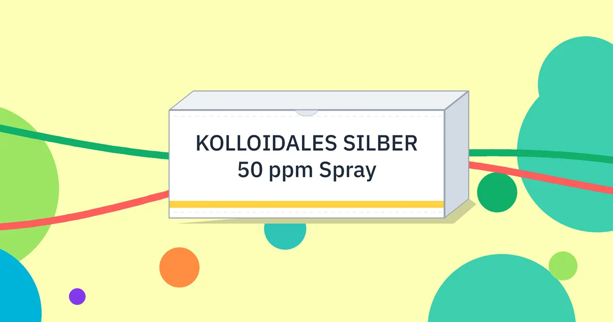 Symbolbild: Packung mit der Aufschrift KOLLOIDALES SILBER 50 ppm Spray (PZN 18849598) – Verfügbarkeit und Bezug in Apotheken in Frankfurt am Main