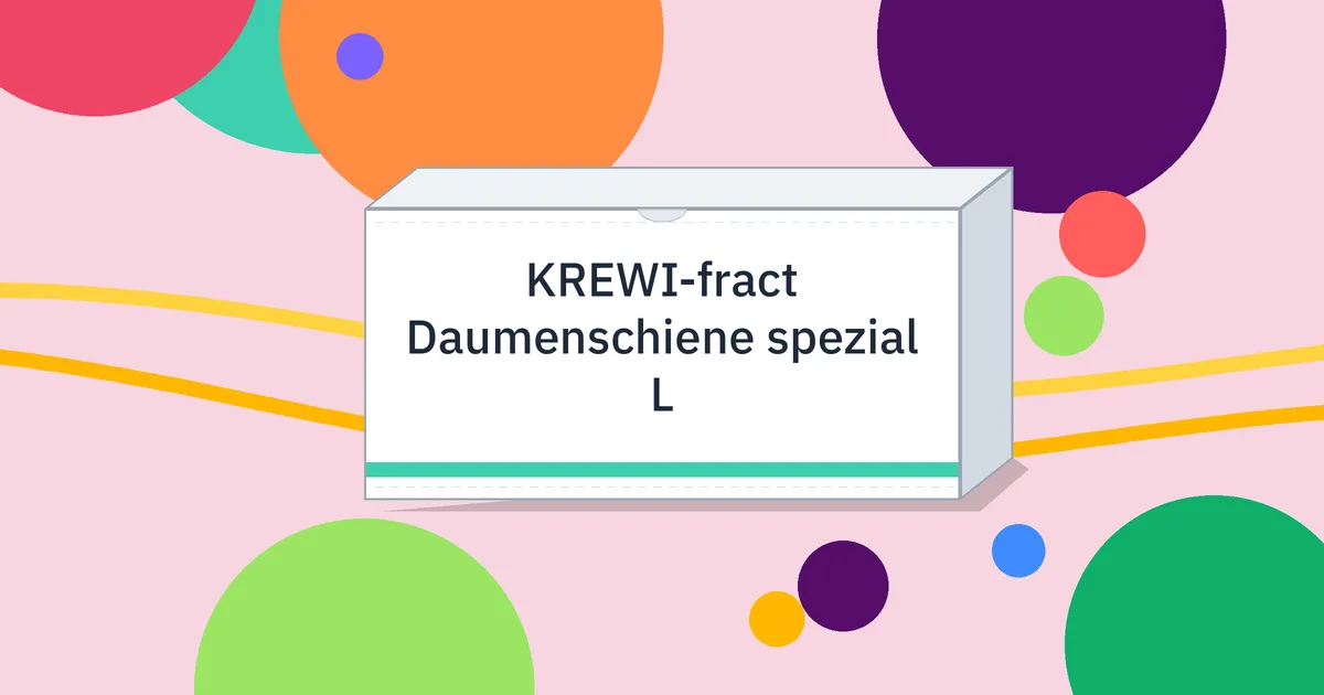 Symbolbild: Packung mit der Aufschrift KREWI-fract Daumenschiene spezial L (PZN 17300284) – Verfügbarkeit und Bezug in Apotheken in Frankfurt am Main
