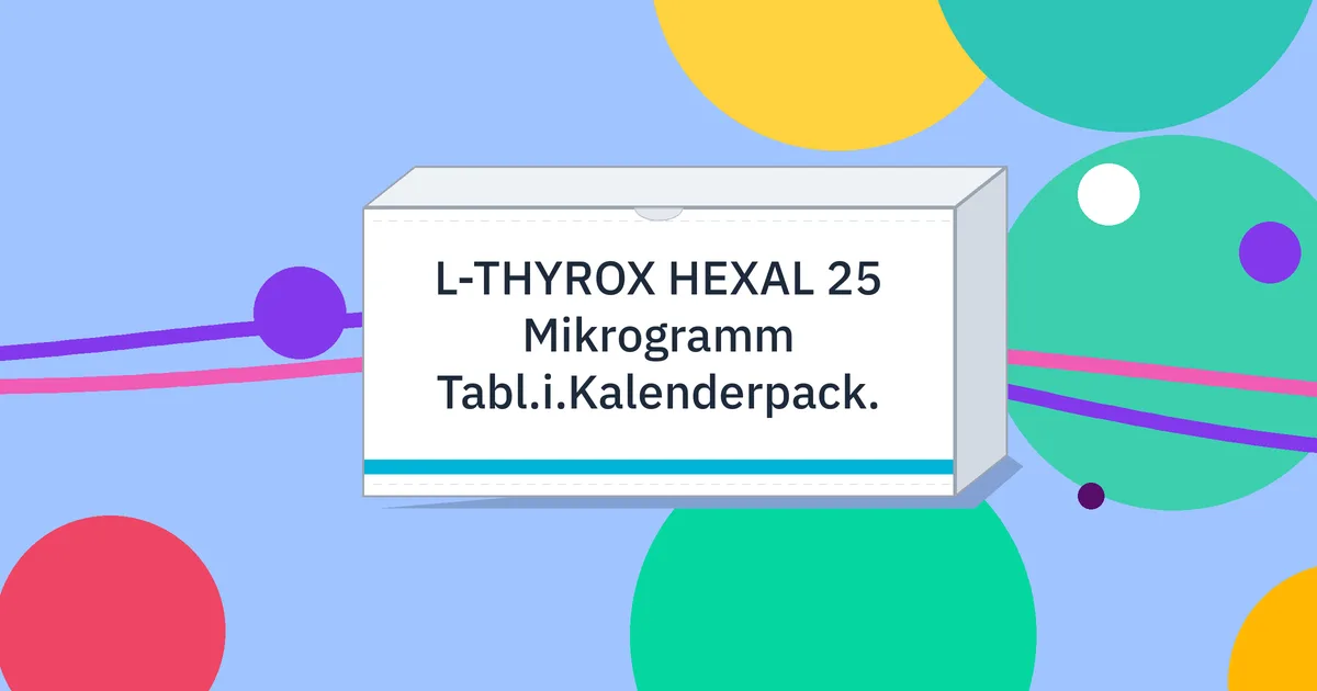 Symbolbild: Packung mit der Aufschrift L-THYROX HEXAL 25 Mikrogramm Tabl.i.Kalenderpack. (PZN 14295105) – Verfügbarkeit und Bezug in Apotheken in Frankfurt am Main