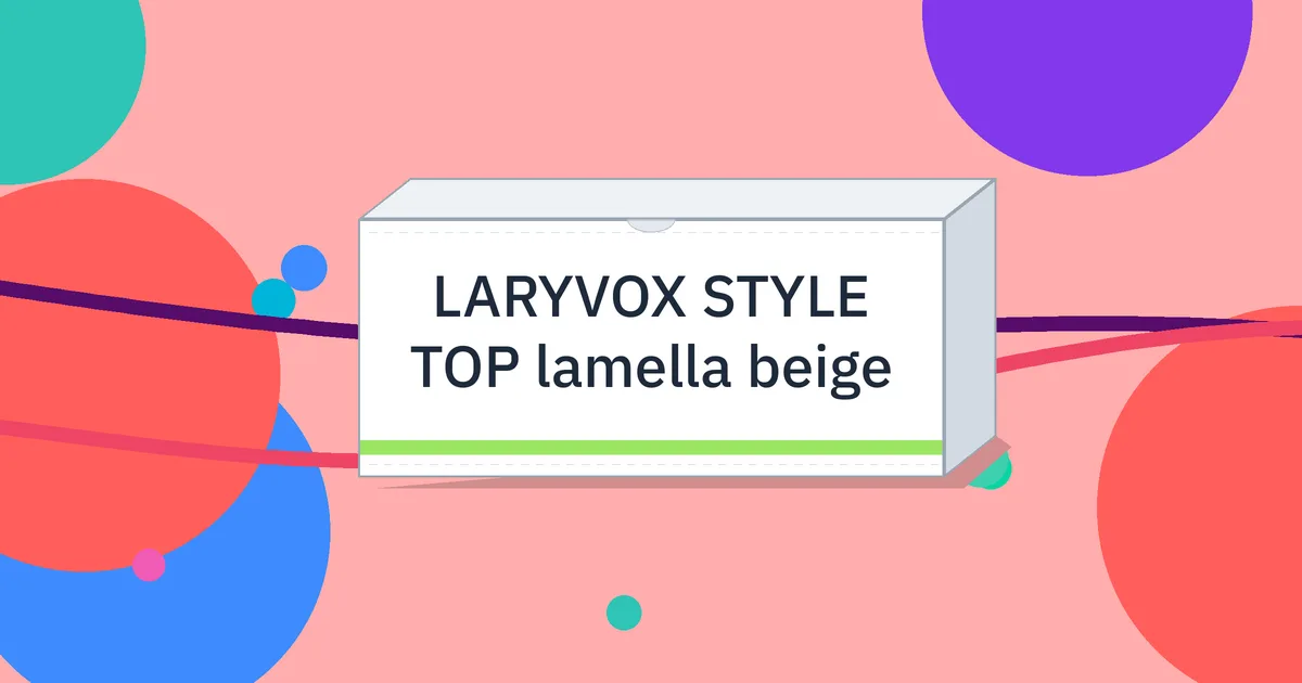 Symbolbild: Packung mit der Aufschrift LARYVOX STYLE TOP lamella beige (PZN 11299048) – Verfügbarkeit und Bezug in Apotheken in Frankfurt am Main