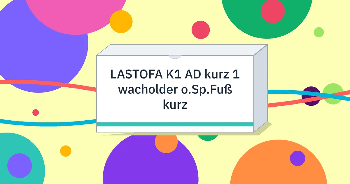 Symbolbild: Packung mit der Aufschrift LASTOFA K1 AD kurz 1 wacholder o.Sp.Fuß kurz (PZN 13786344) – Verfügbarkeit und Bezug in Apotheken in Frankfurt am Main