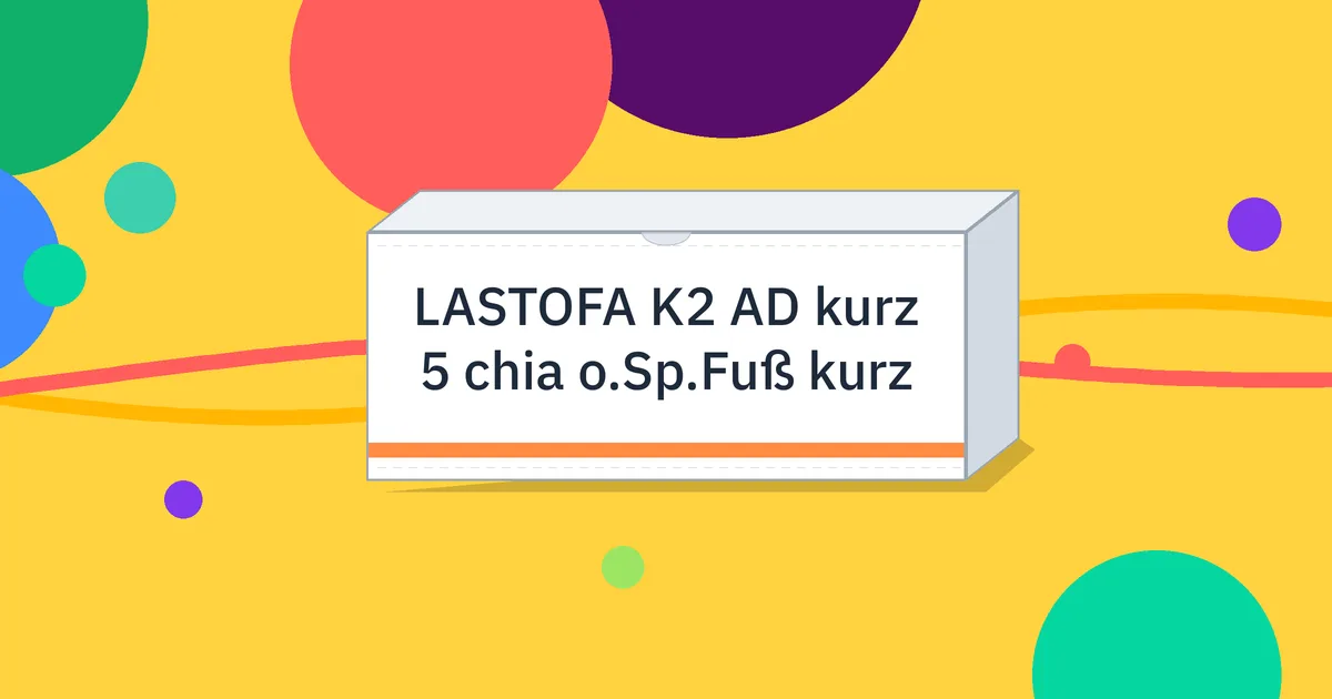 Symbolbild: Packung mit der Aufschrift LASTOFA K2 AD kurz 5 chia o.Sp.Fuß kurz (PZN 13800908) – Verfügbarkeit und Bezug in Apotheken in Frankfurt am Main