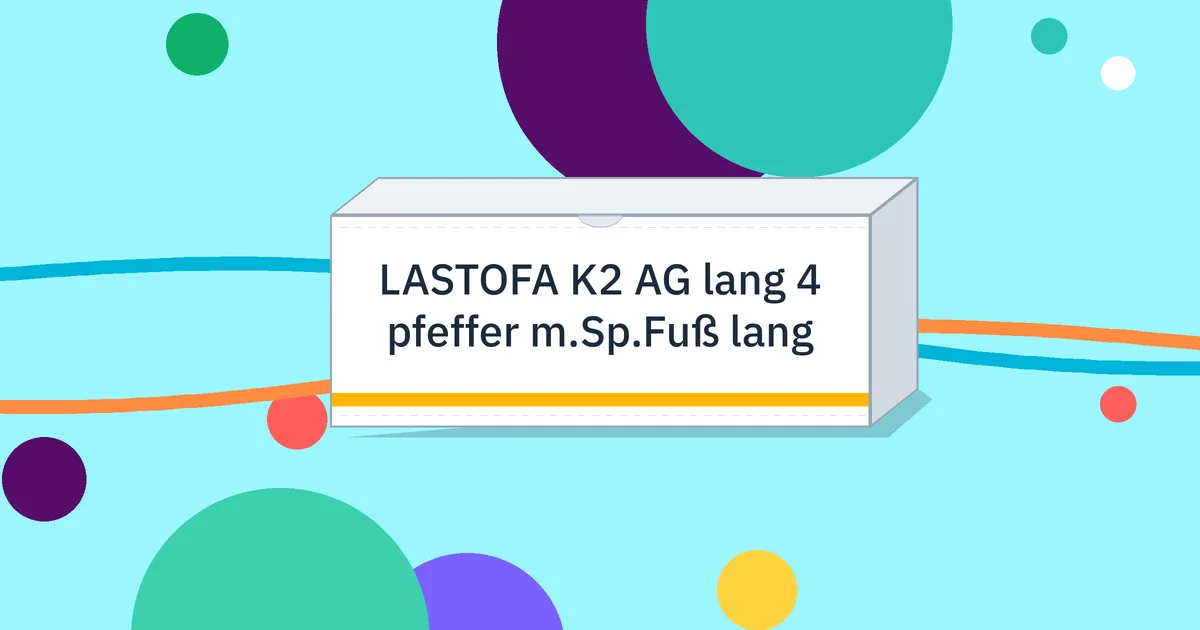 Symbolbild: Packung mit der Aufschrift LASTOFA K2 AG lang 4 pfeffer m.Sp.Fuß lang (PZN 13805797) – Verfügbarkeit und Bezug in Apotheken in Frankfurt am Main