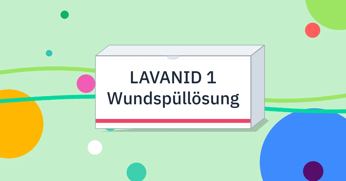 Symbolbild: Packung mit der Aufschrift LAVANID 1 Wundspüllösung (PZN 02178475) – Verfügbarkeit und Bezug in Apotheken in Frankfurt am Main