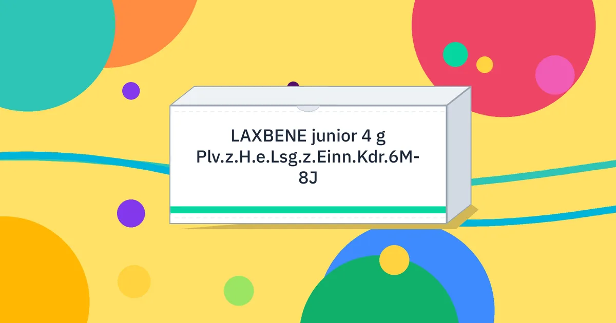 Symbolbild: Packung mit der Aufschrift LAXBENE junior 4 g Plv.z.H.e.Lsg.z.Einn.Kdr.6M-8J (PZN 15235016) – Verfügbarkeit und Bezug in Apotheken in Frankfurt am Main