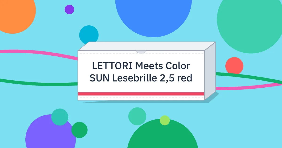 Symbolbild: Packung mit der Aufschrift LETTORI Meets Color SUN Lesebrille 2,5 red (PZN 11163165) – Verfügbarkeit und Bezug in Apotheken in Frankfurt am Main