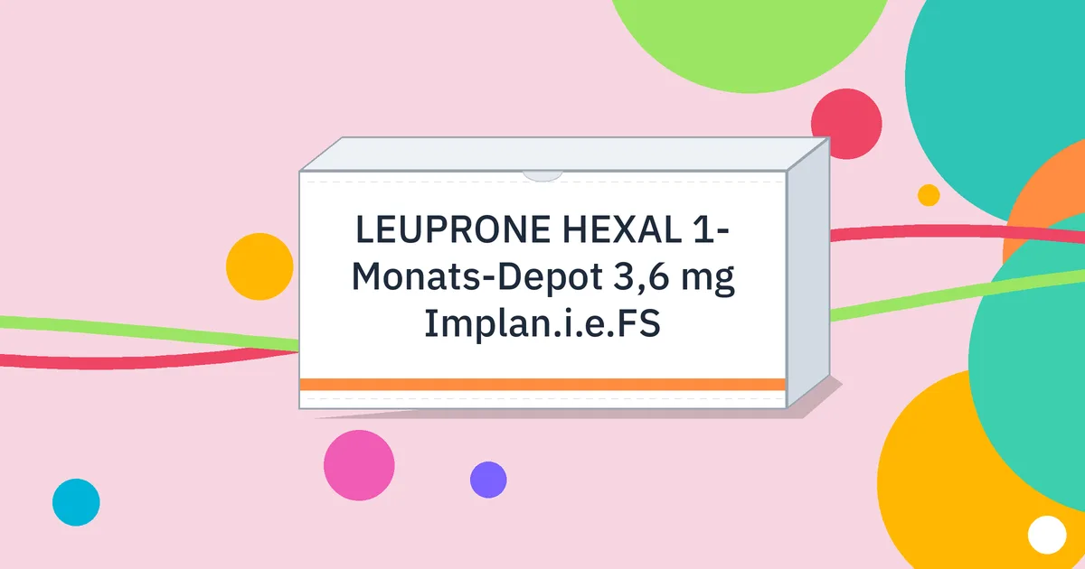 Symbolbild: Packung mit der Aufschrift LEUPRONE HEXAL 1-Monats-Depot 3,6 mg Implan.i.e.FS (PZN 18175036) – Verfügbarkeit und Bezug in Apotheken in Frankfurt am Main