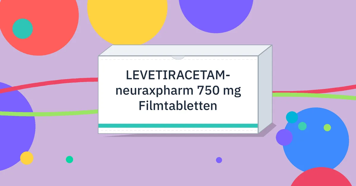 Symbolbild: Packung mit der Aufschrift LEVETIRACETAM-neuraxpharm 750 mg Filmtabletten (PZN 09064881) – Verfügbarkeit und Bezug in Apotheken in Frankfurt am Main